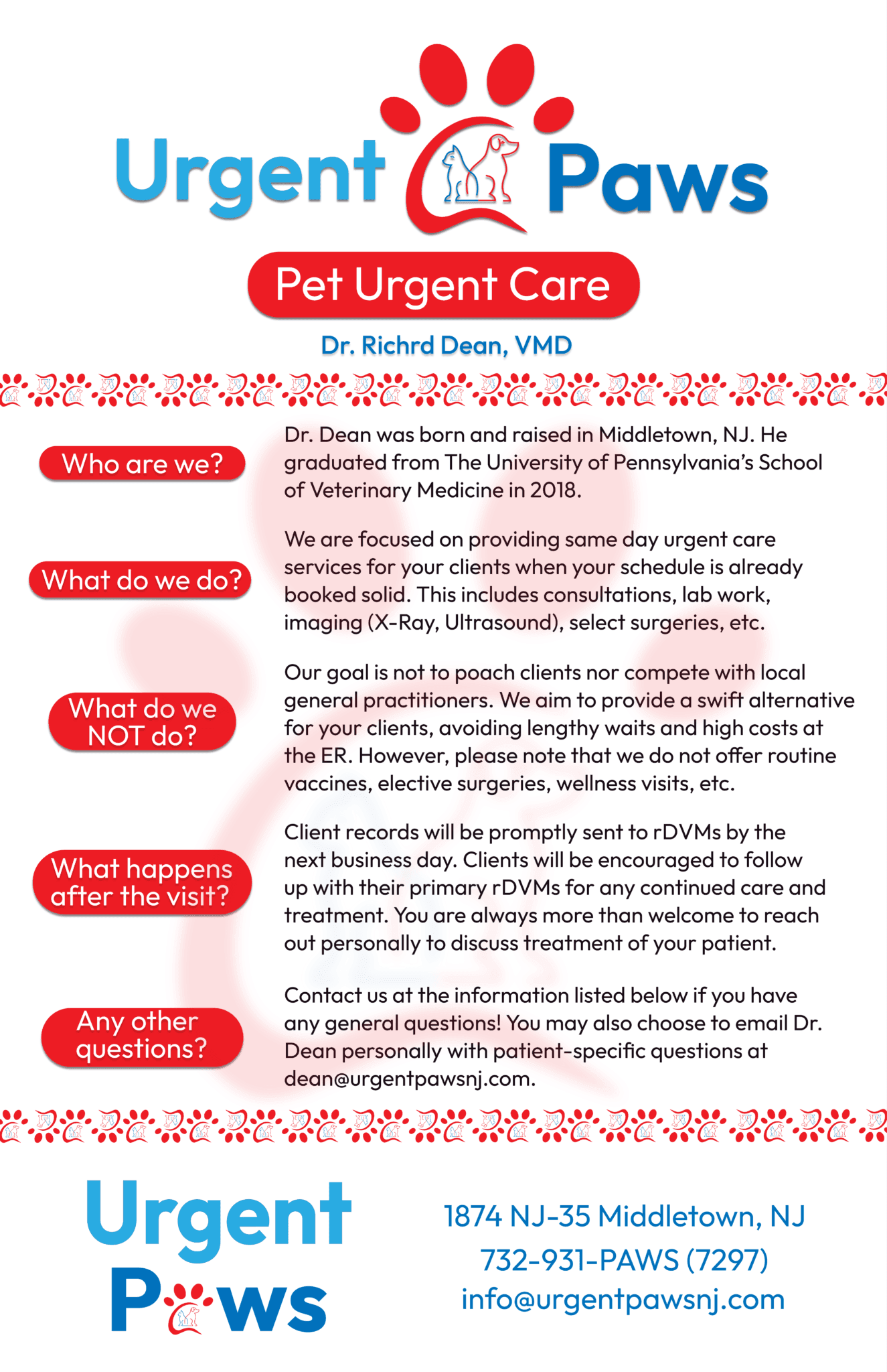 Referring Veterinarians Info Sheet - Urgent Paws